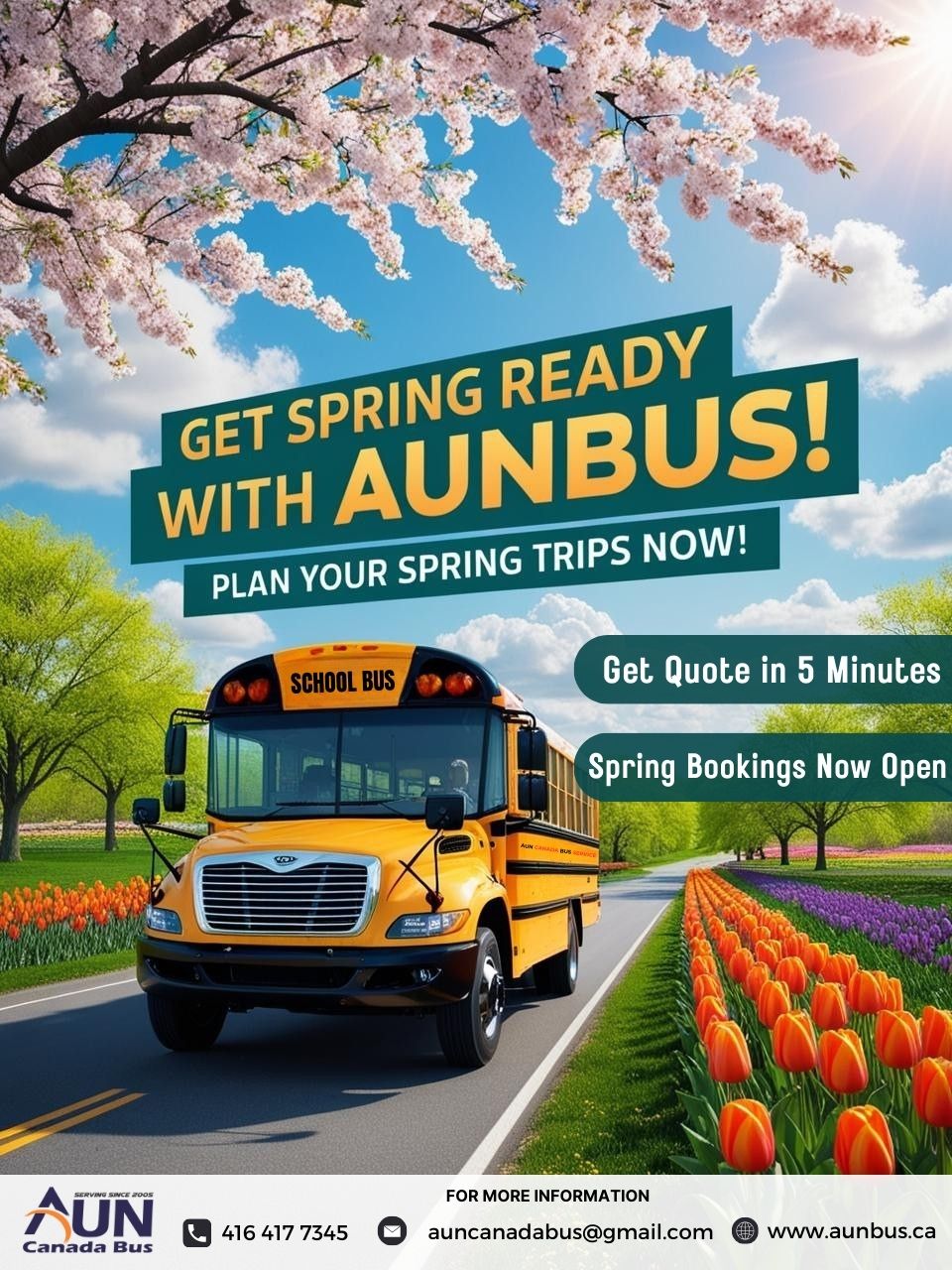 Plan Your Spring Trips with Aunbus | Affordable School Bus Rentals in Canada