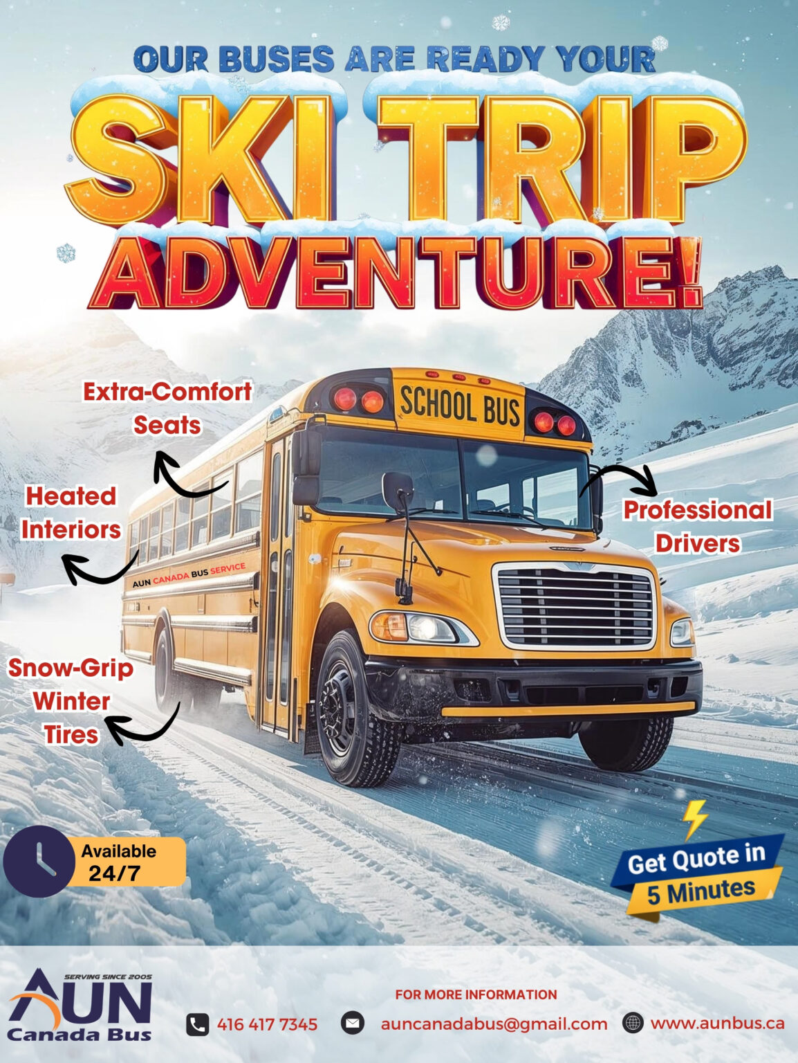 Winter-Ready Bus Rentals Ontario | Ski & Sports Trips